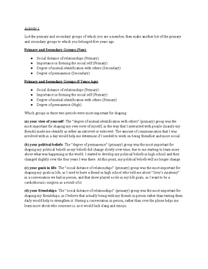 Sociology Assignment Chapter 6 - Activity 1 Why, according to the ...