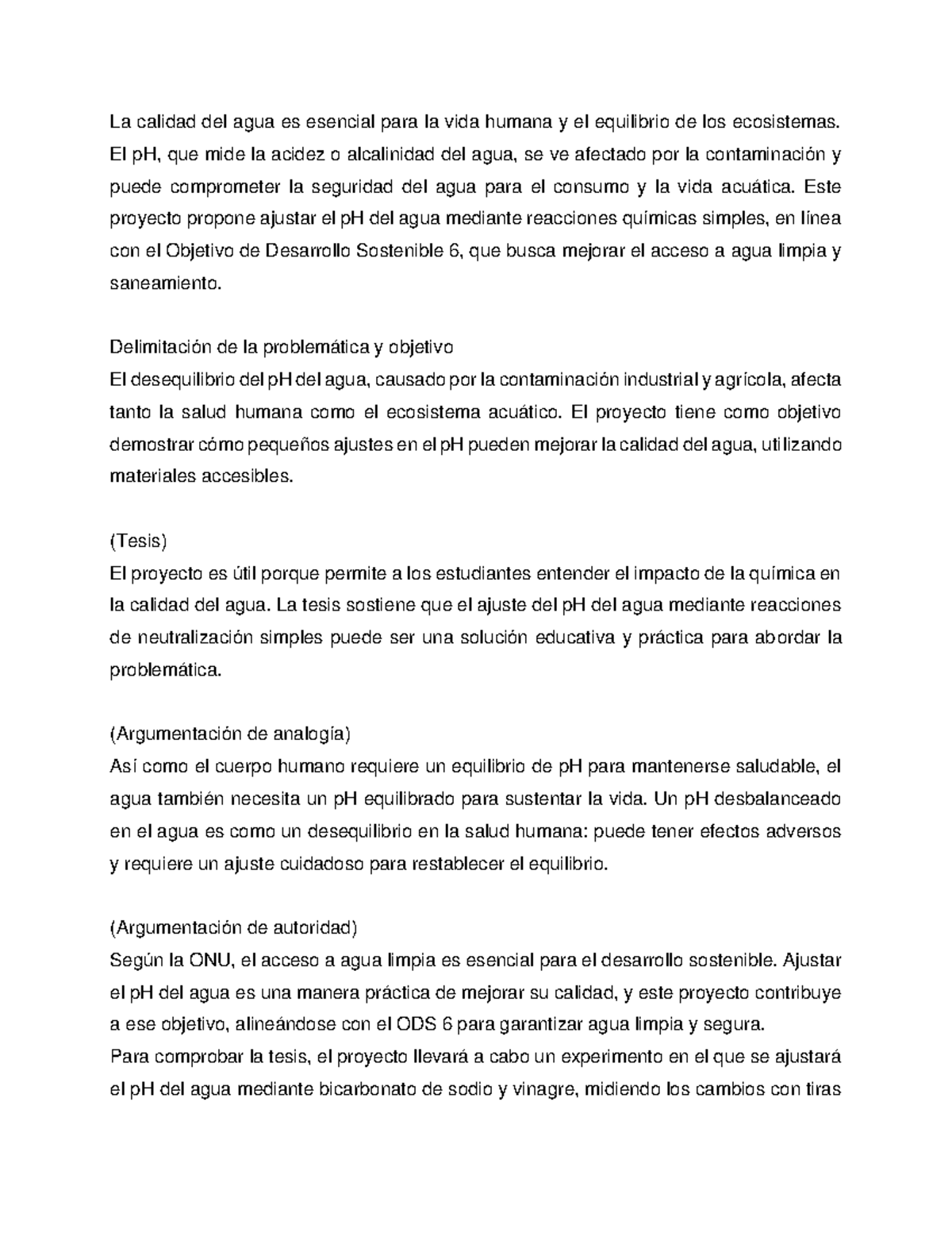 Apuntes stem prototipo - La calidad del agua es esencial para la vida ...