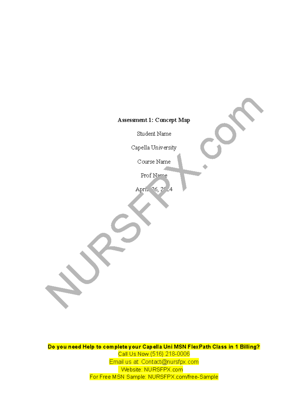 NURS FPX 6021 Assessment 1 Concept Map - Assessment 1: Concept Map ...