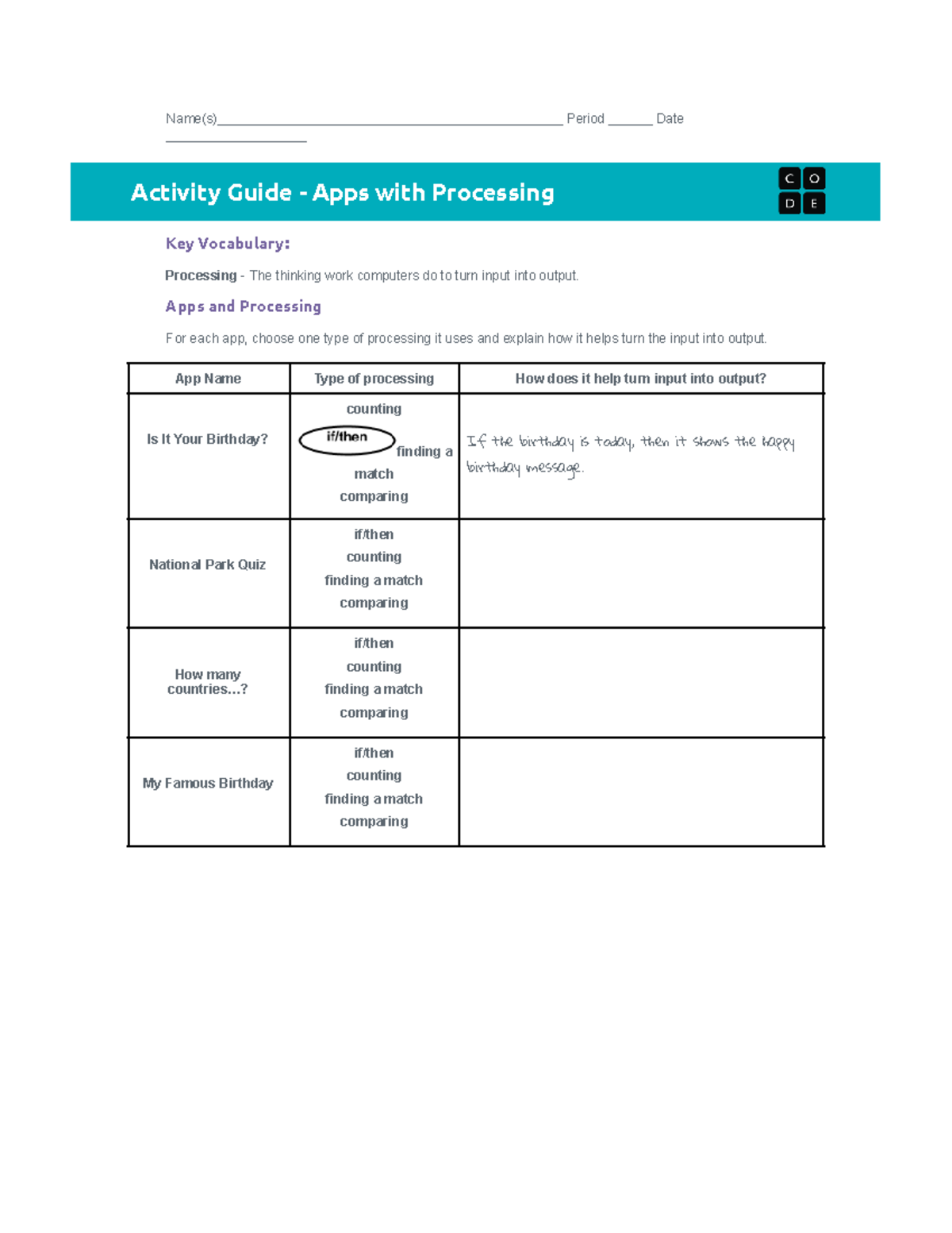 Charity Conley - Apps with Processing - Name(s ...