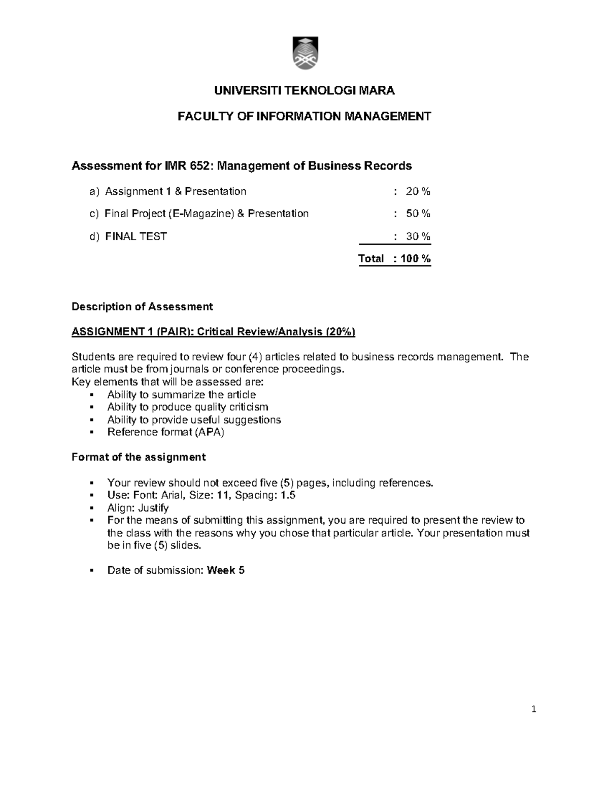 Document - notes - UNIVERSITI TEKNOLOGI MARA 1 FACULTY OF INFORMATION ...