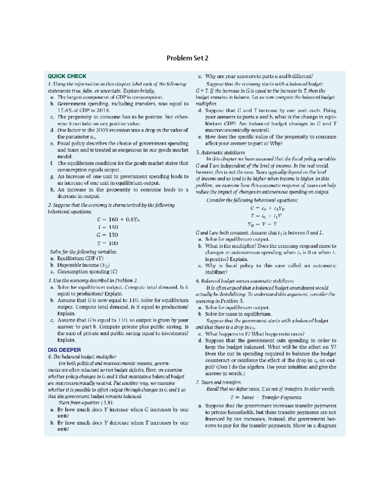 Macro Problem Set 2 - never gonna give you up - finance - Problem Set - Studocu