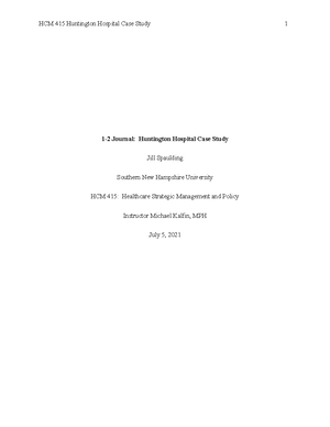 HCM 415 4-2 Short Paper - Alana Davis Southern New Hampshire University ...