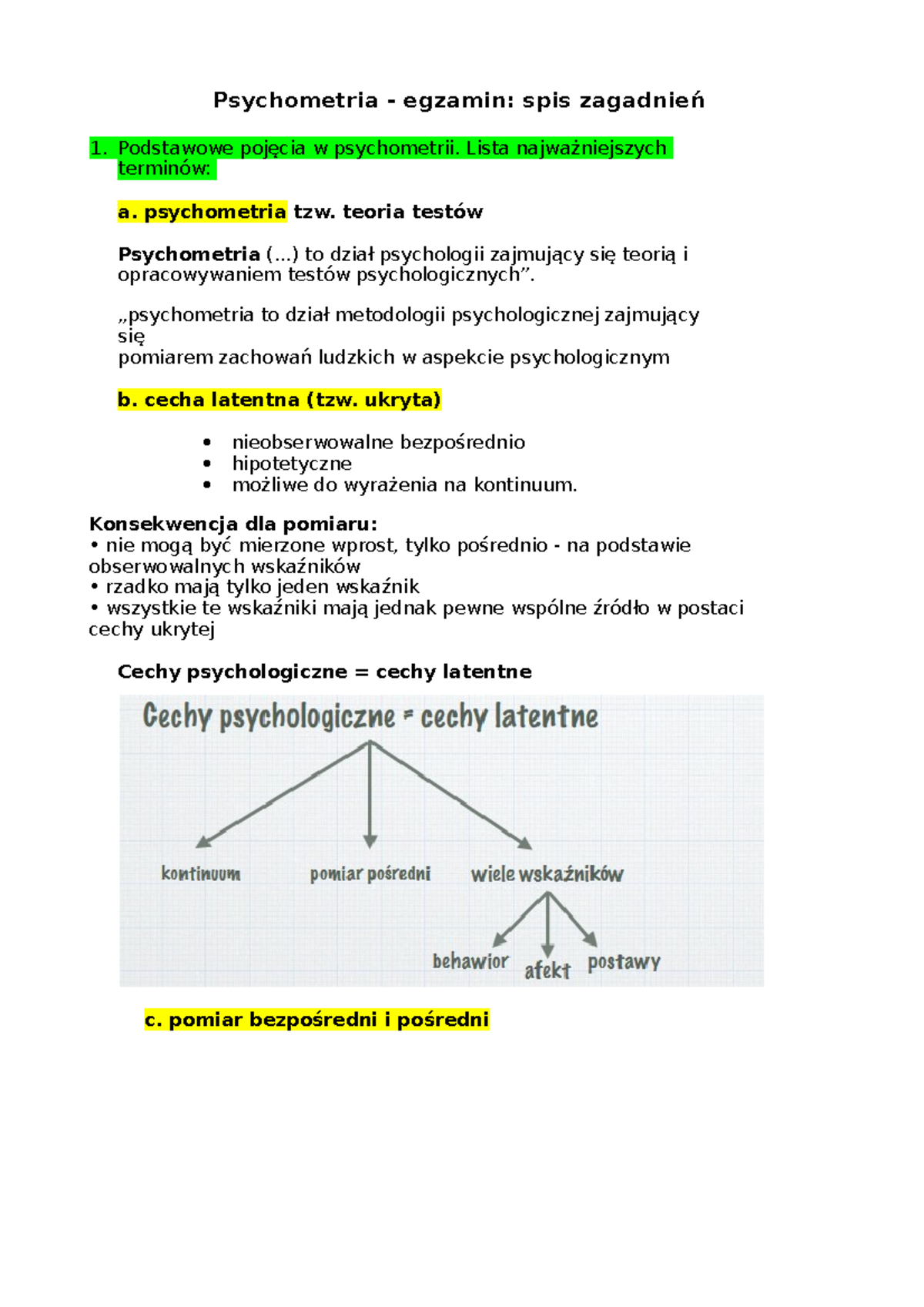 Psychometria-zagad - opracowanie podstawowych zagadnienień, rzetelność ...