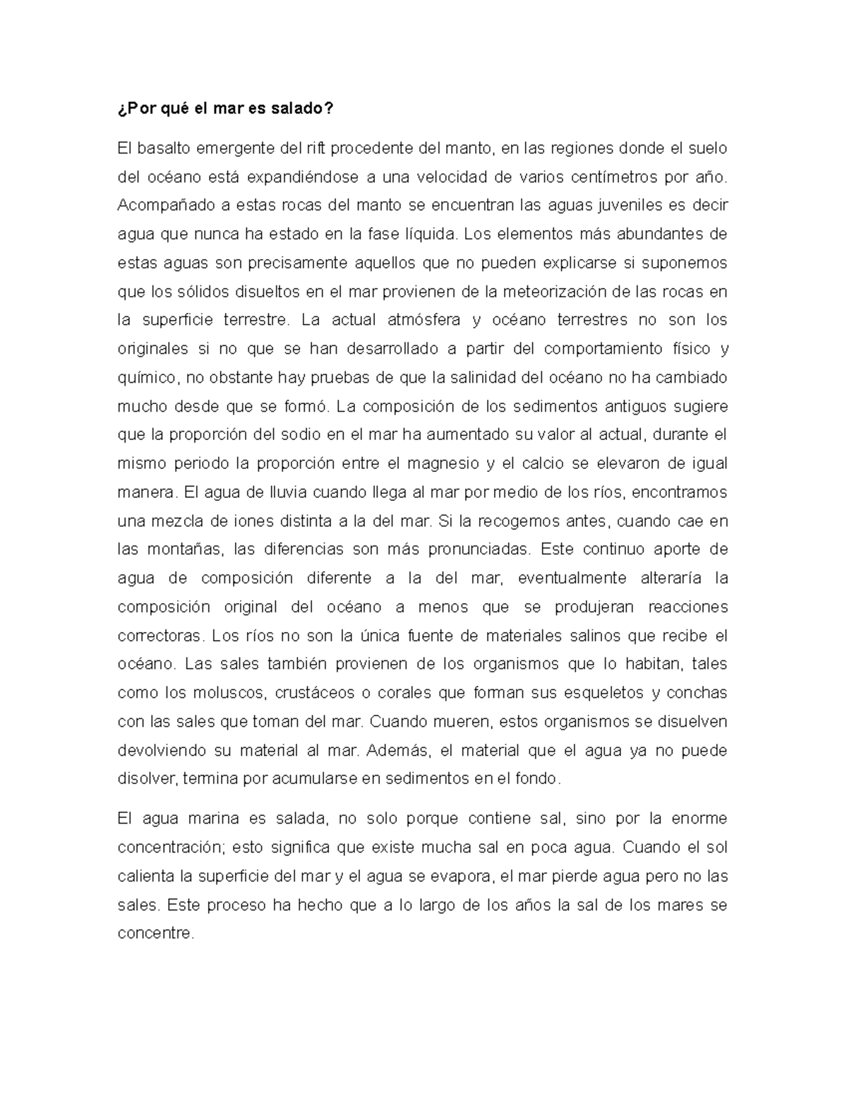 Por qué el mar es salado - ¿Por qué el mar es salado? El basalto ...