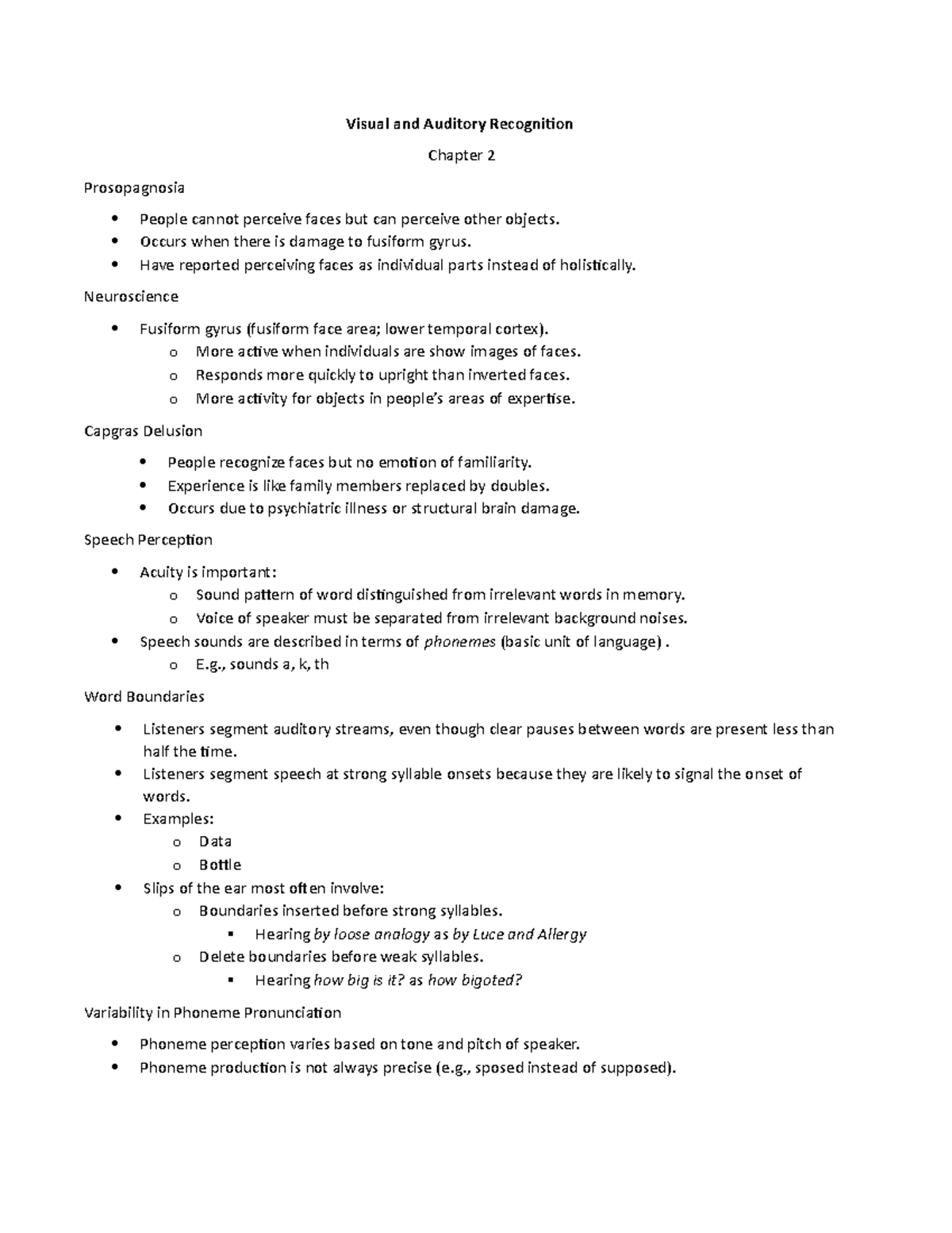 Visual and Auditory Recognition - Chapter 2 - Visual and Auditory ...