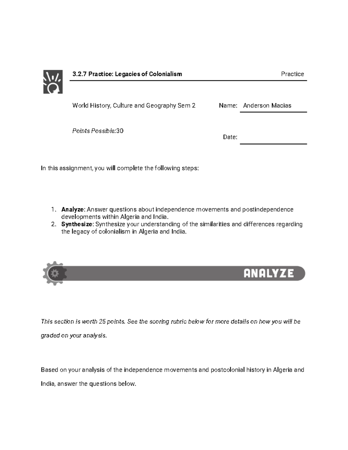 3.2.7 Practice math apex - 3.2 Practice: Legacies of Colonialism ...