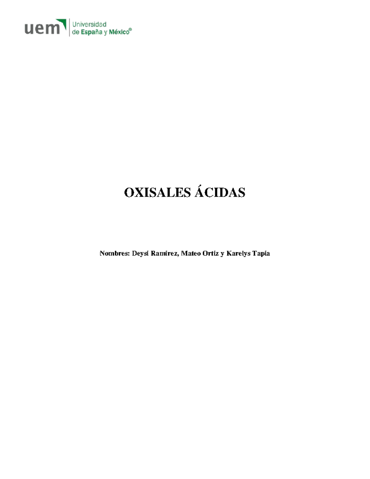 Oxisales Ácidas - ejercicios de quimica no derecho - OXISALES ÁCIDAS ...