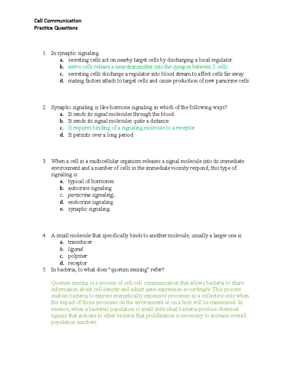 Communication-Practice-Set-Answers - Practice Questions In synaptic ...