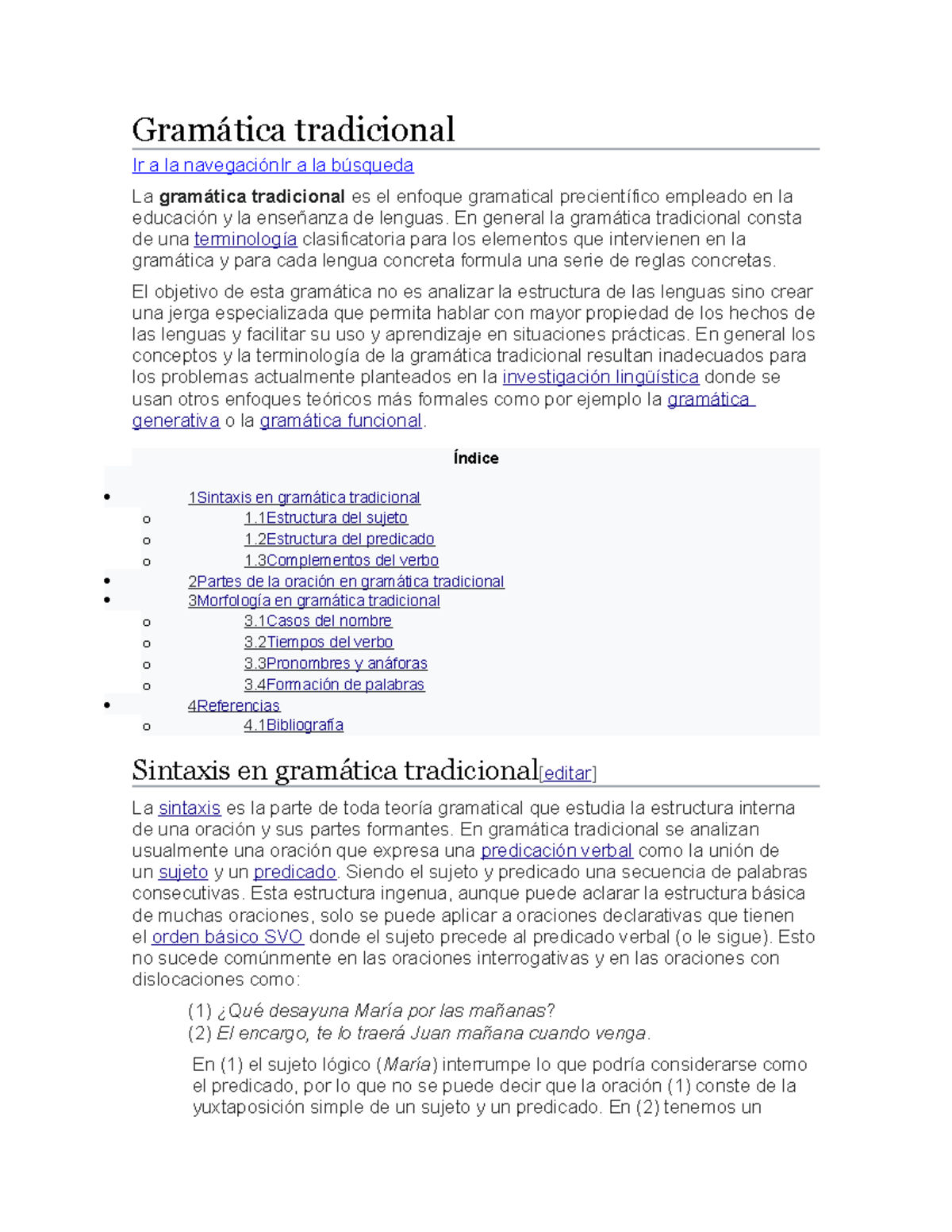 Gramatica tradicional - Gramática tradicional Ir a la navegación Ir a ...