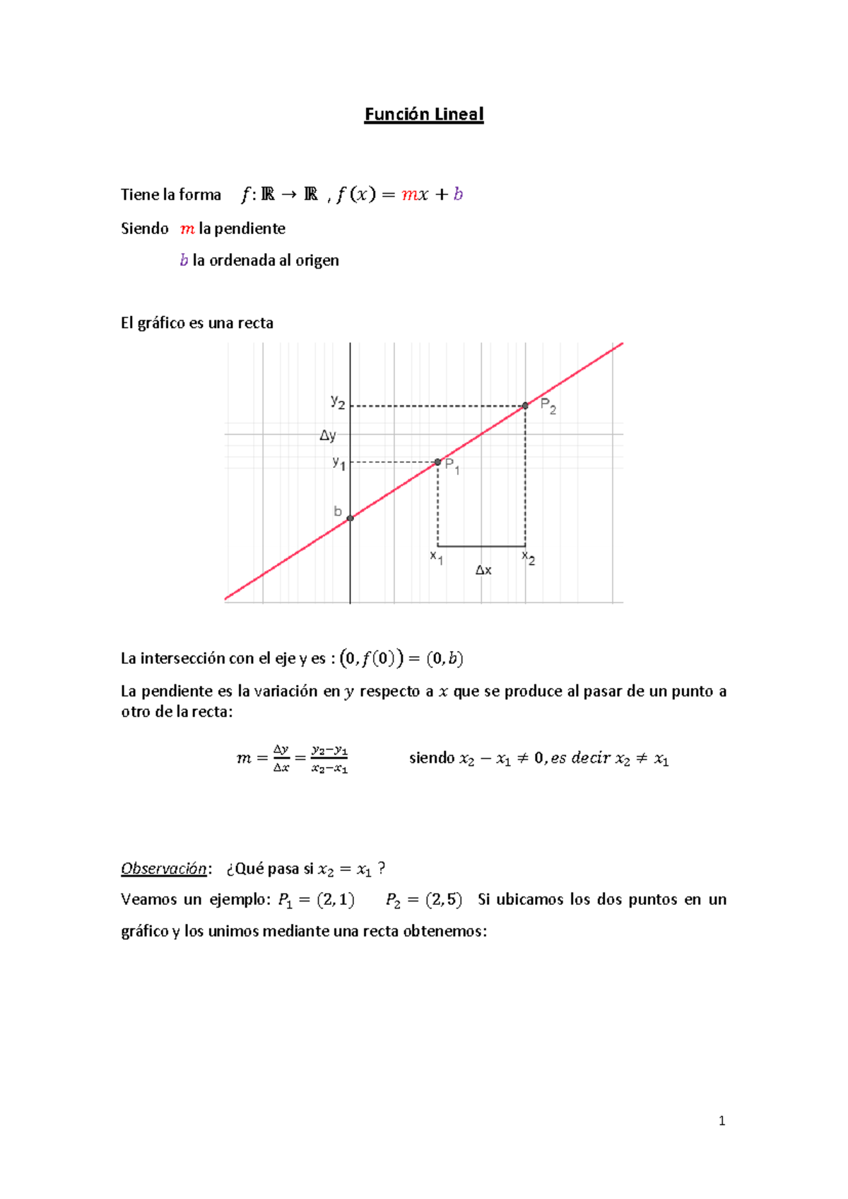 Clase 4 - funcion lineal - Función Lineal Tiene la forma 𝑓: ℝ → ℝ , 𝑓(𝑥 ...