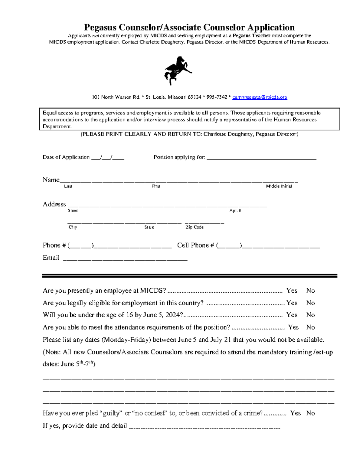 2024 Pegasus Counselor Application - Pegasus Counselor/Associate ...