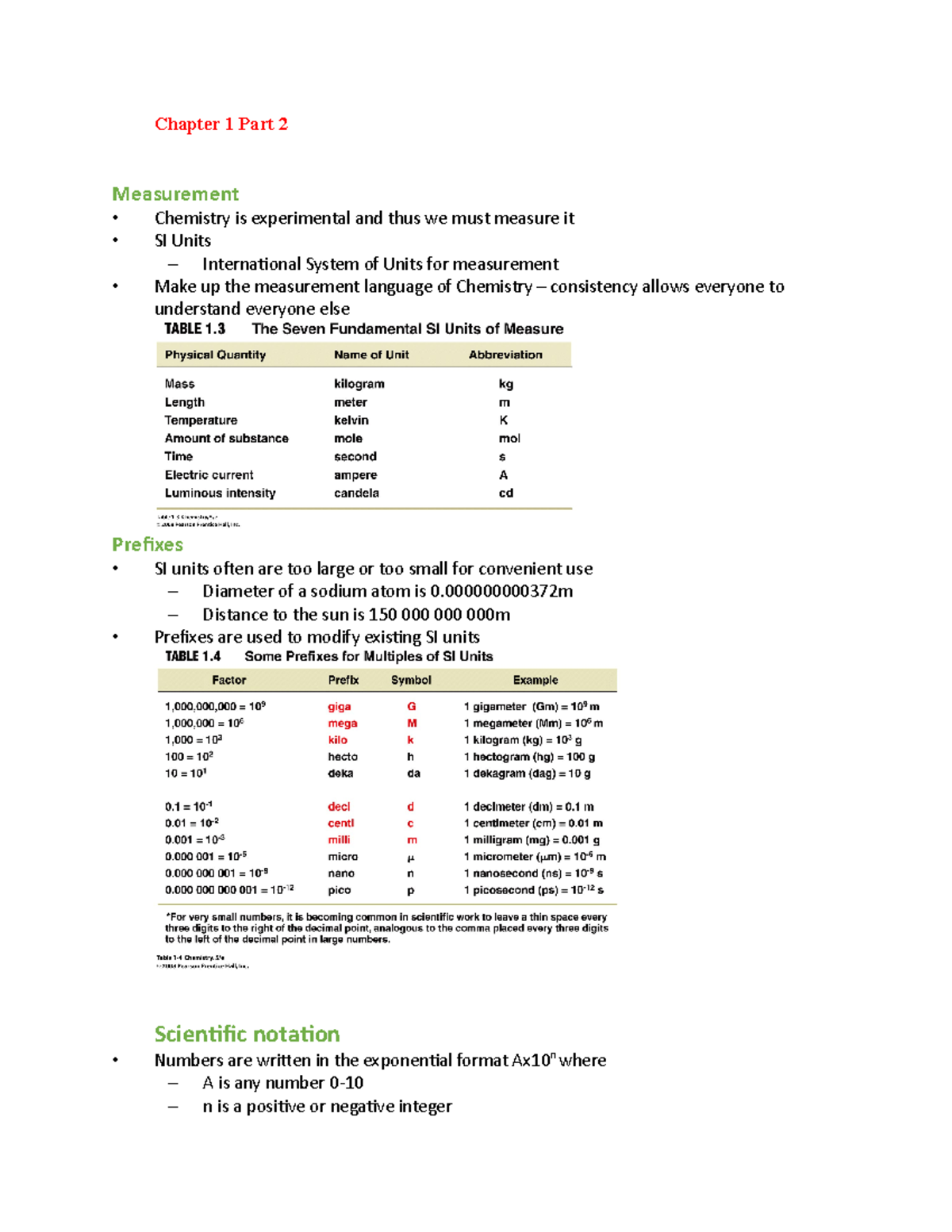 Chapter 1 Part 2 - Lecture notes 2 - Chapter 1 Part 2 Measurement ...