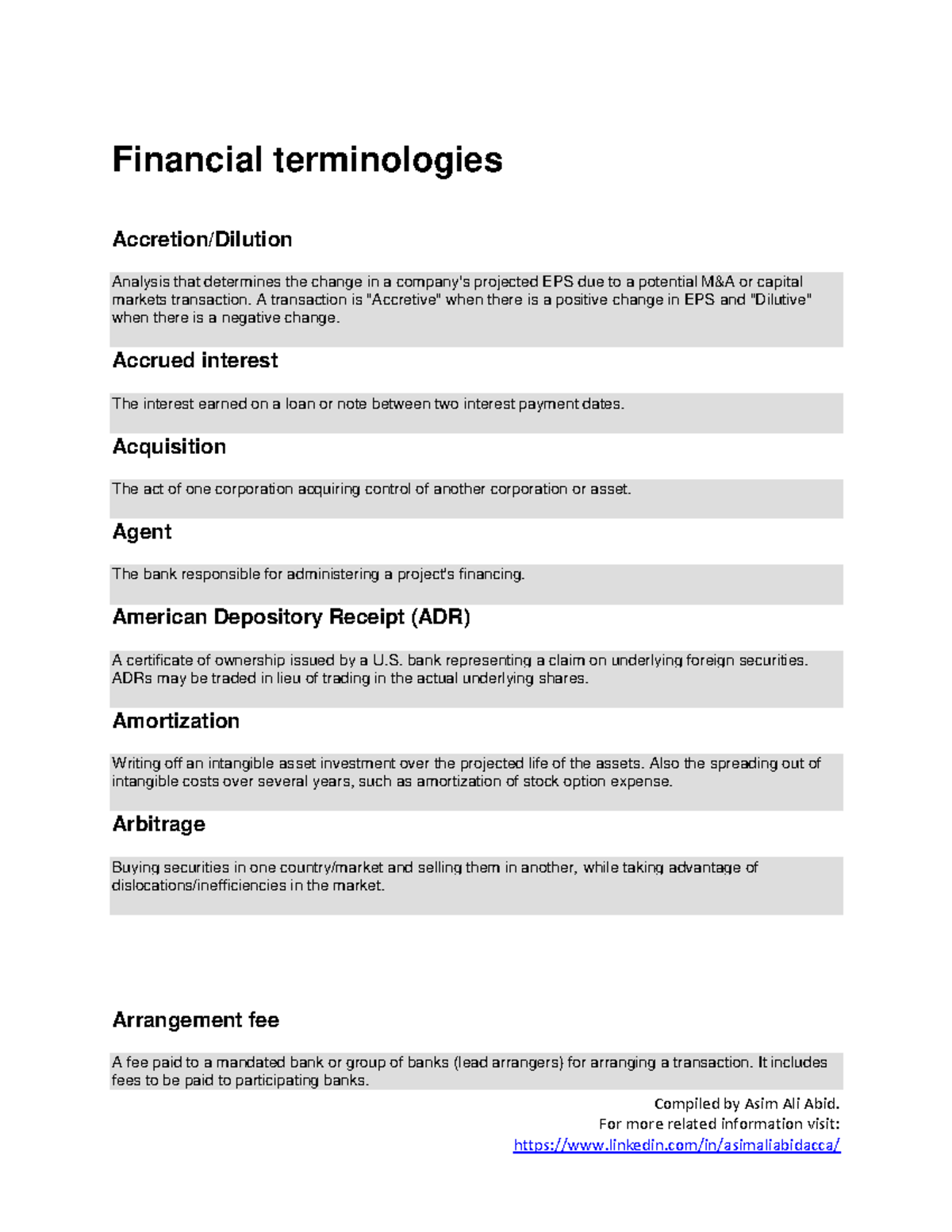 Financial Terminologies for financial managers - Compiled by Asim Ali ...