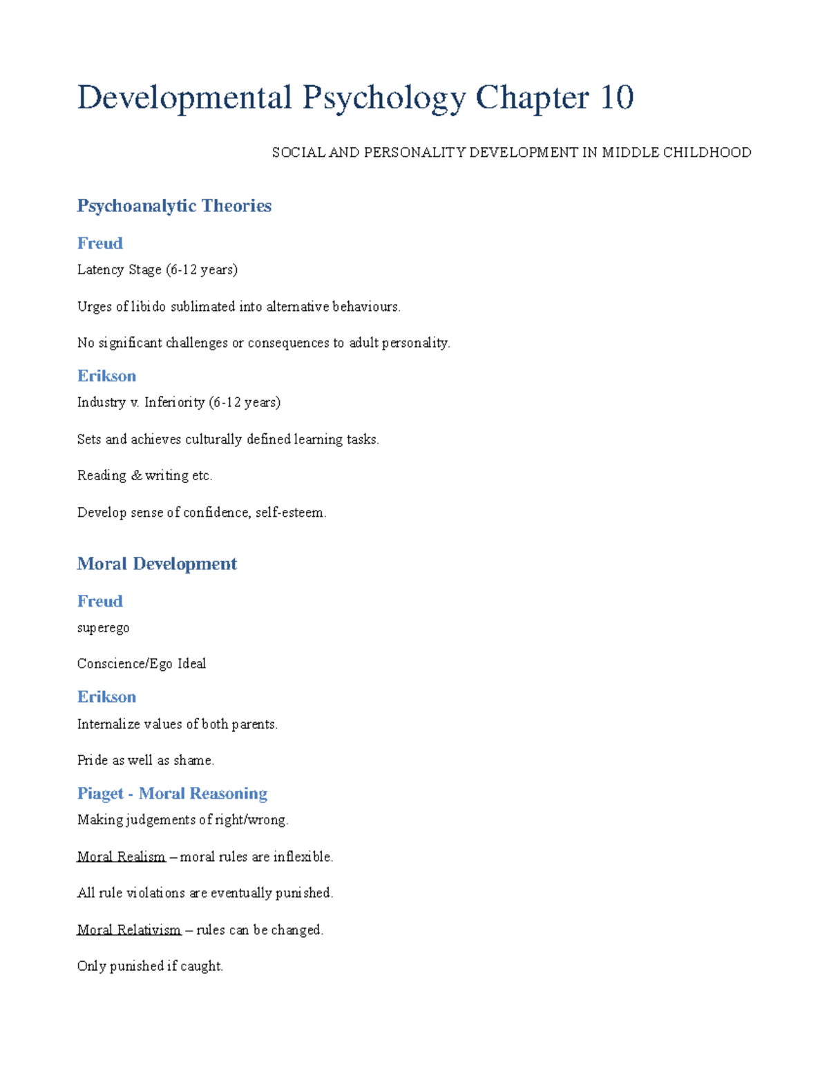 10 - Developmental Psychology Notes - Developmental Psychology Chapter ...