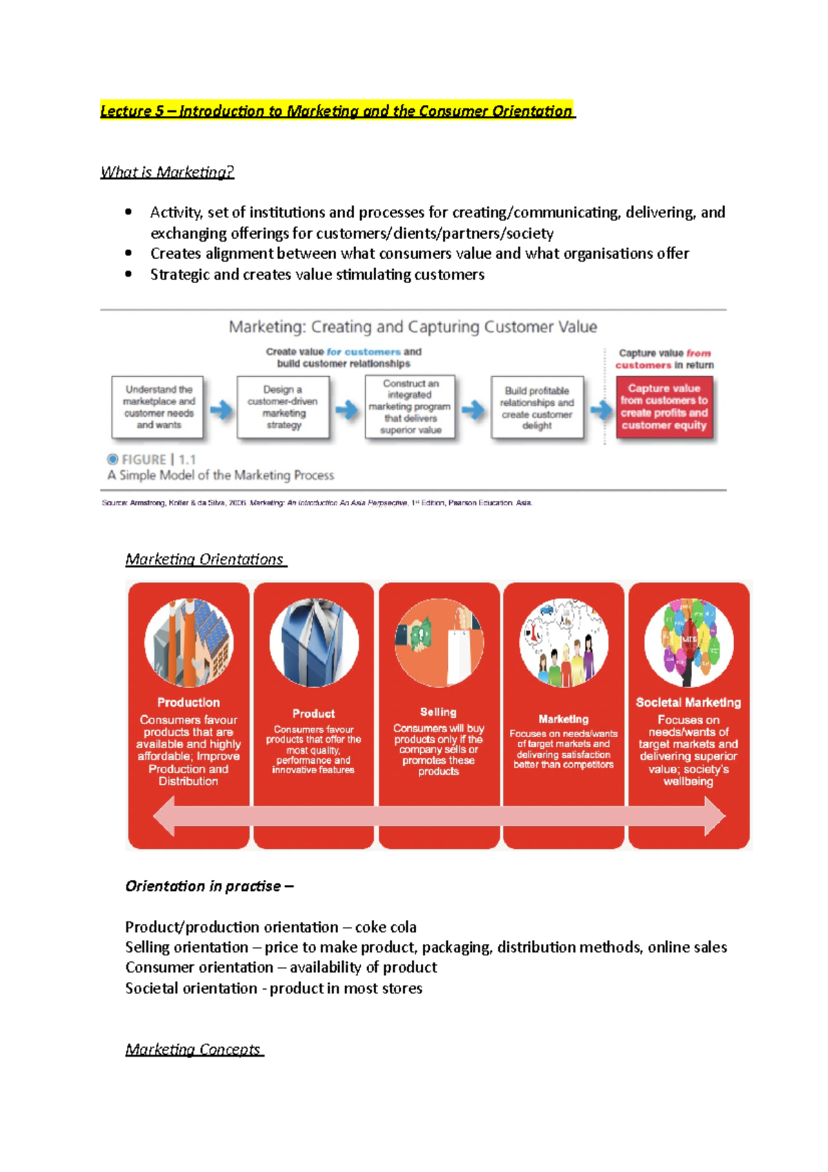BUSN112 Lecture 5 - Lecture 5 – Introduction to Marketing and the ...