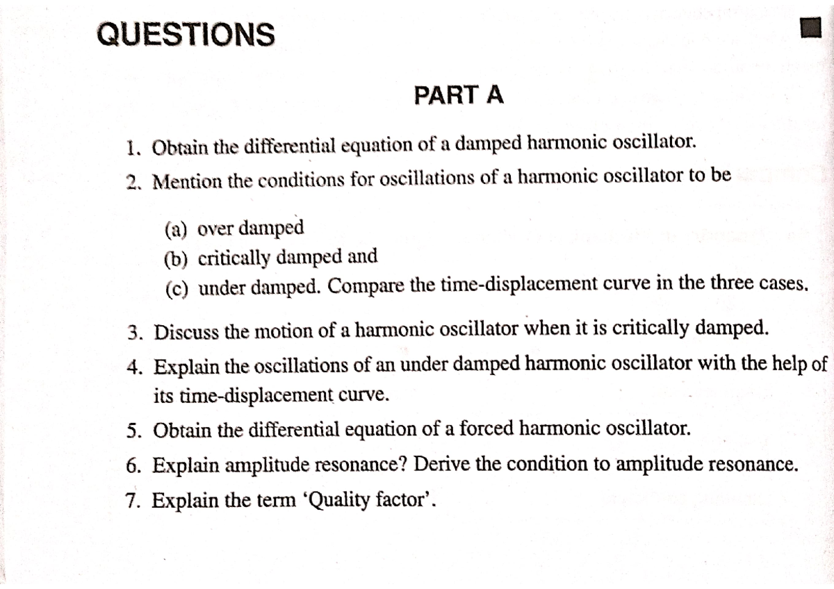 Physics A Extra Questions for practice - Engineering Physics A - Studocu