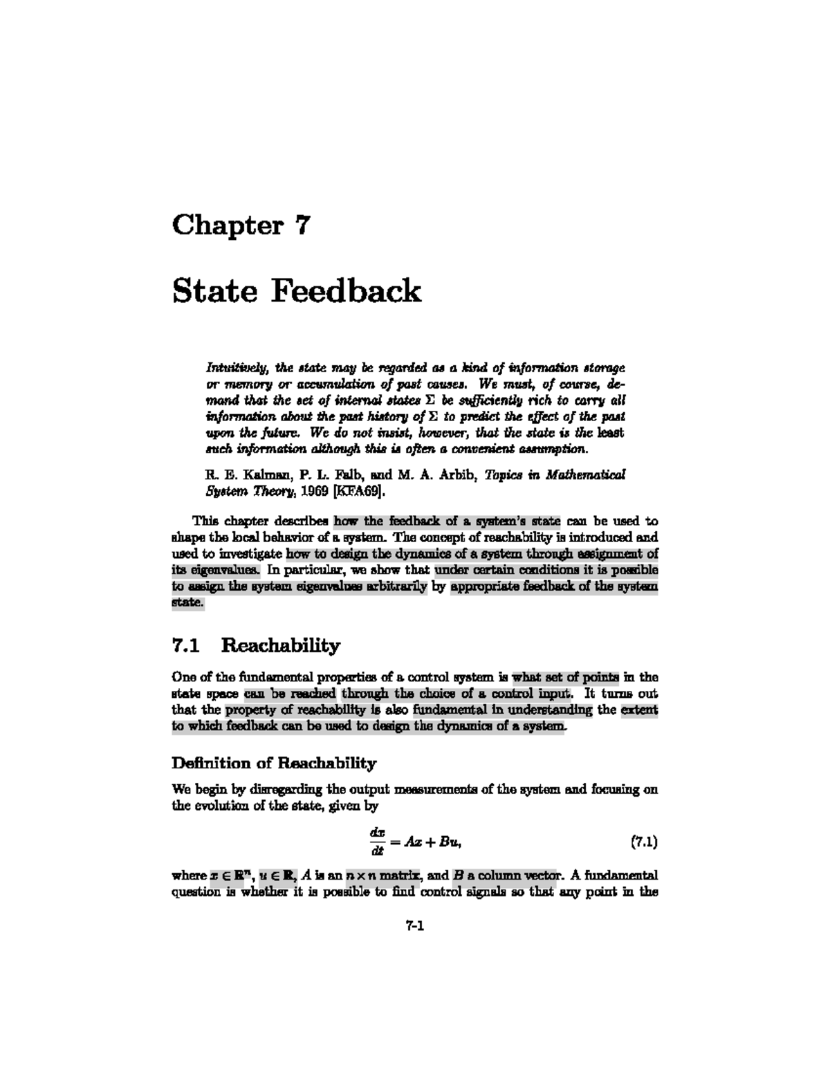 Reachability - Lecture reading - Control System Design - Studeersnel