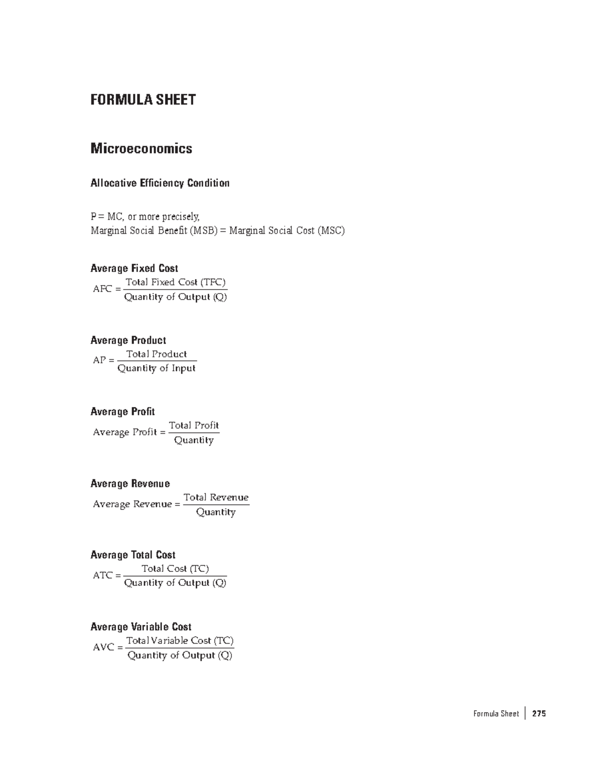 ECON1101 Exam Revision Sheet with Formulas - FORMULA SHEET ...