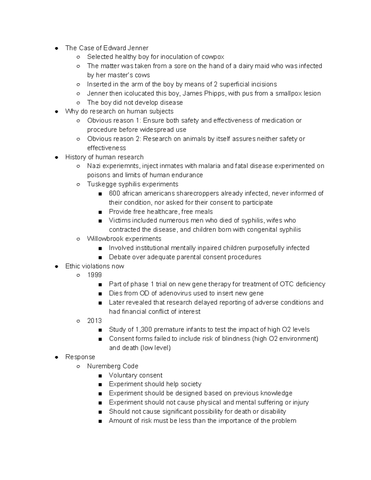 Lecture 7 Research Ethics - The Case of Edward Jenner Selected healthy ...