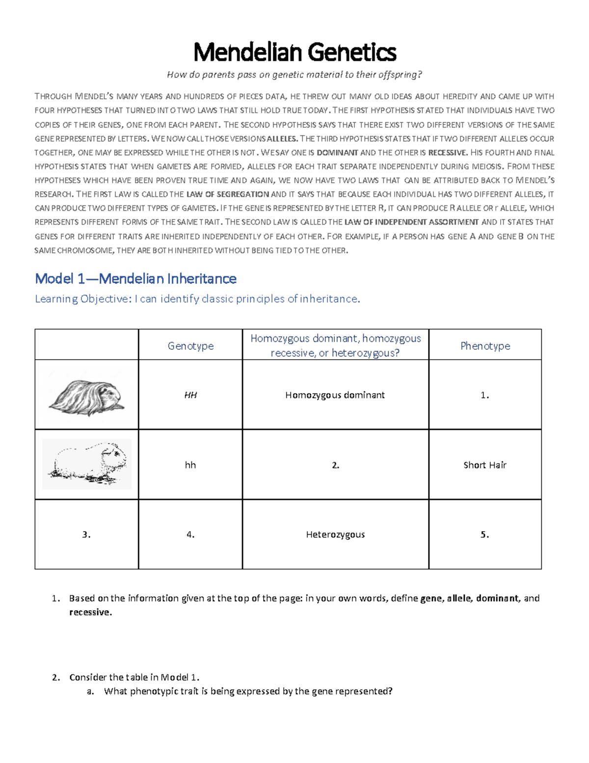 Chapter 14 - Intro to inheritance - Mendelian Genetics How do parents ...