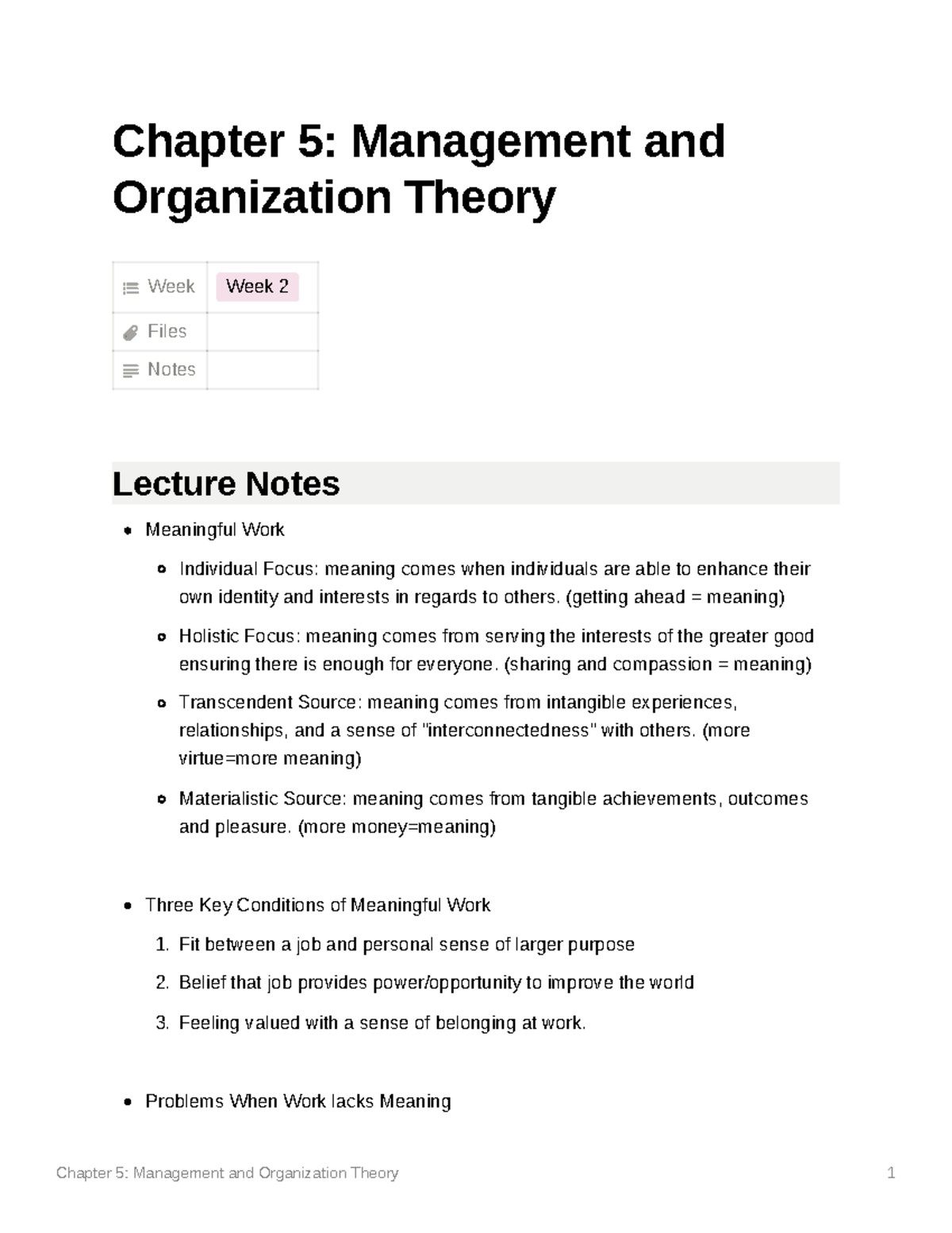 Chapter 5 Management and Organization Theory - GMGT 2060 - U of M - Studocu