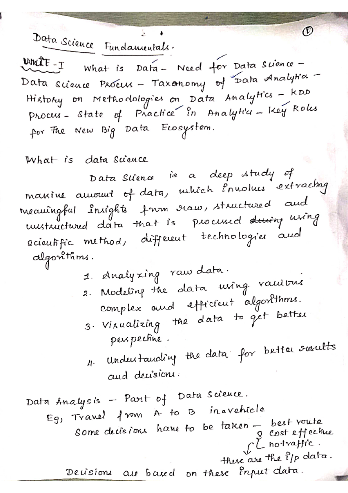 DSF UNIT 1 - Data Science Fundamentals - Studocu