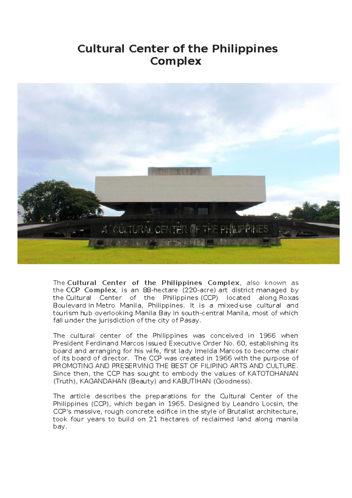 Cultural Center of the Philippines Complex.docx project kerwin ...