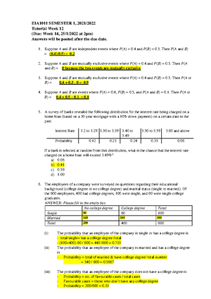 Tutorial 2 STA108 - Statistic - TUTORIAL STA - Studocu