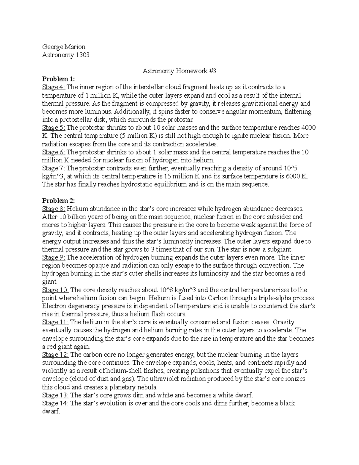 ASTR 1303 Homework Assignment 3 - George Marion Astronomy 1303 ...
