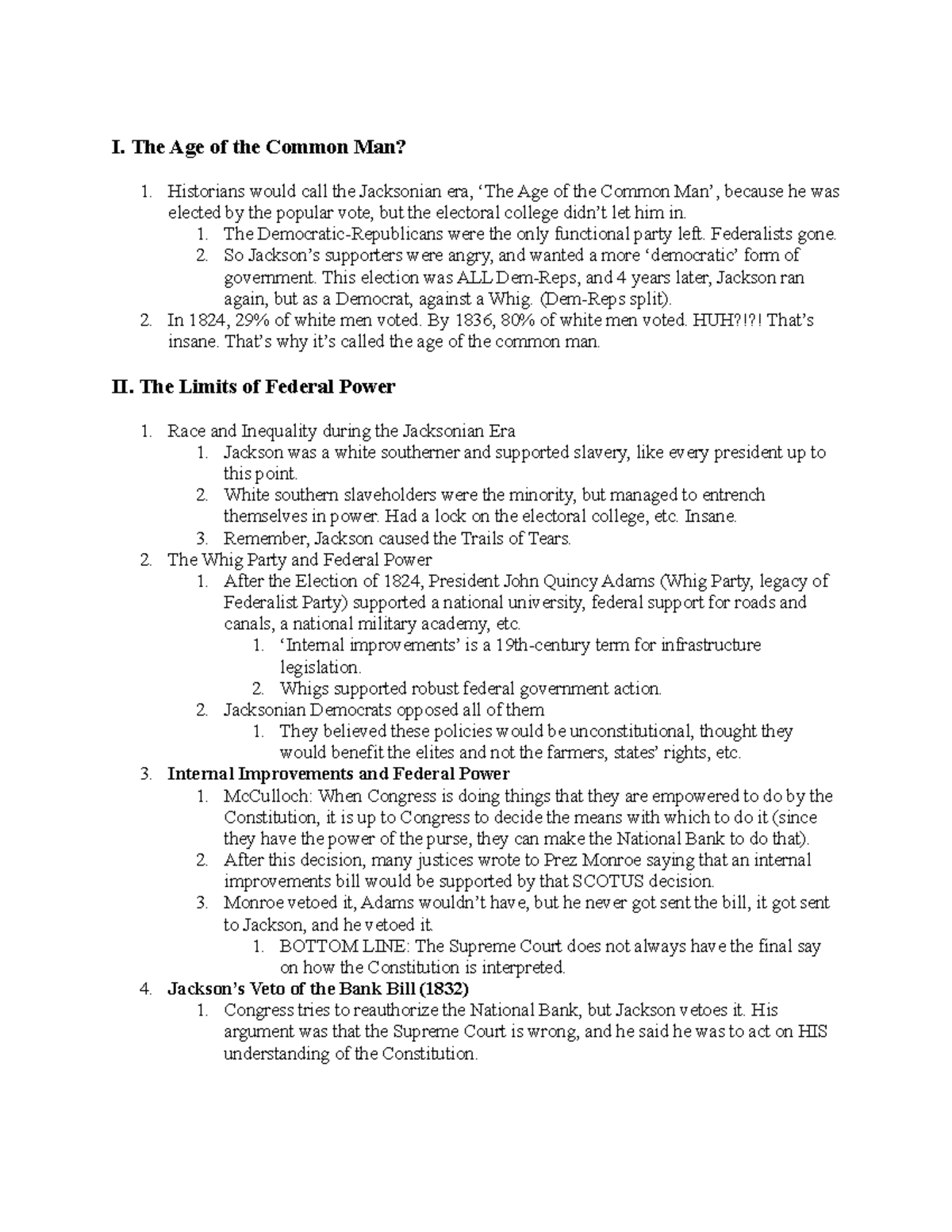 Con Law - Slavery and Disunion - I. The Age of the Common Man ...