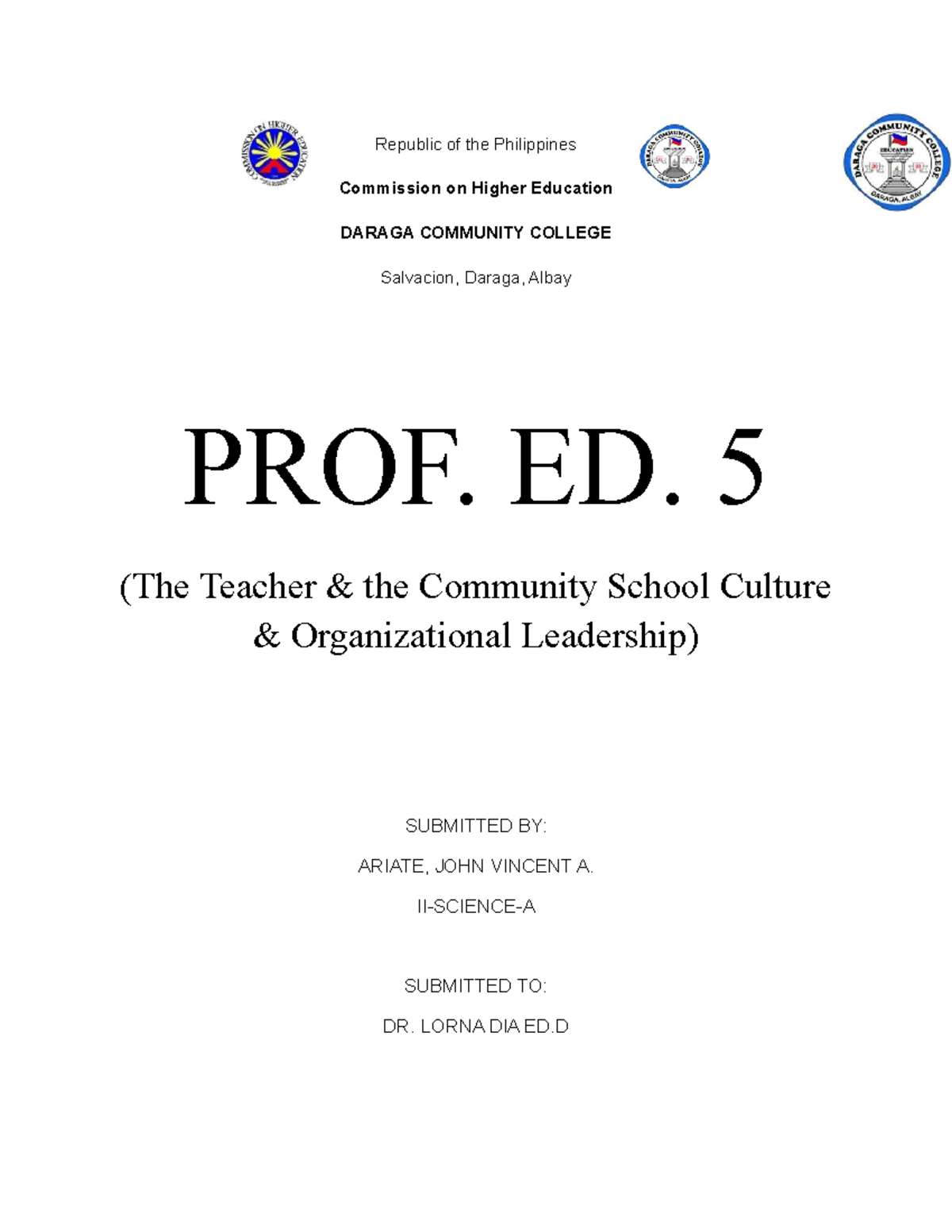 PROF ED 5 NEW ACT - Prof ed 5 - Republic of the Philippines Commission ...
