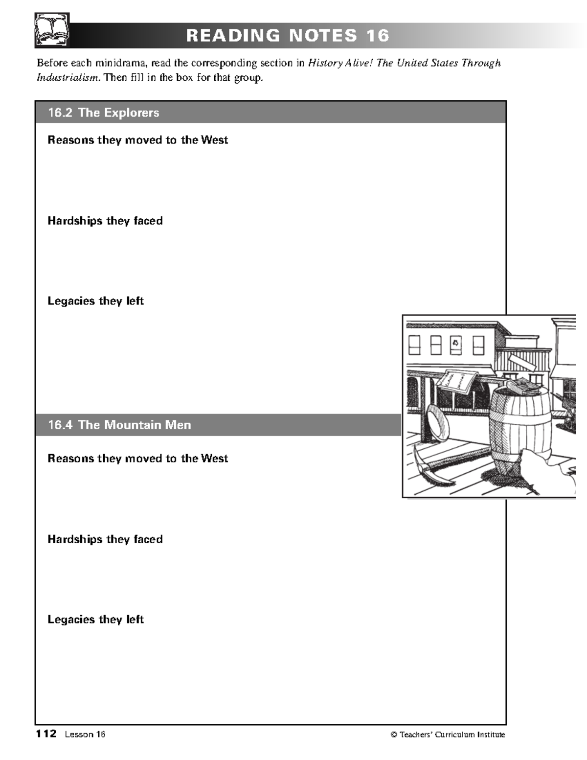 16 Life in the West copy 1 6 - 112 Lesson 16 © Teachers’ Curriculum ...