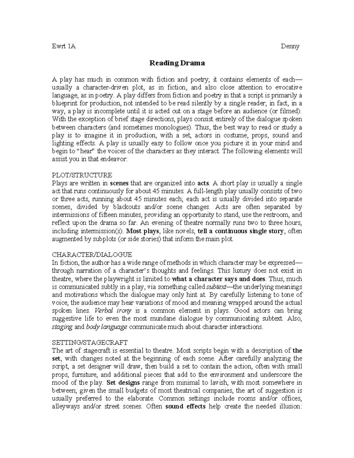 Reading Drama - English language - English literature - MG University ...