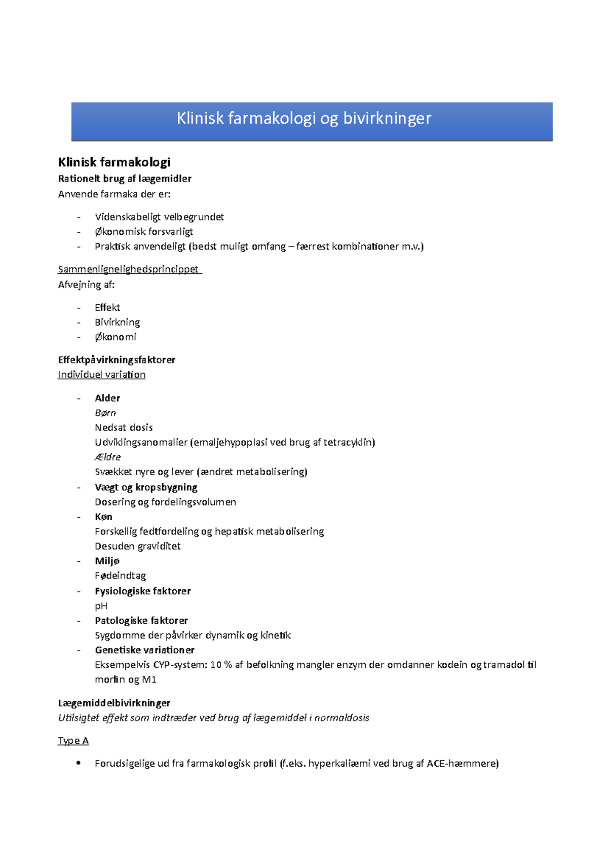 22. Klinisk farmakologi og bivirkninger - Klinisk farmakologi og bivirkninger Klinisk ...