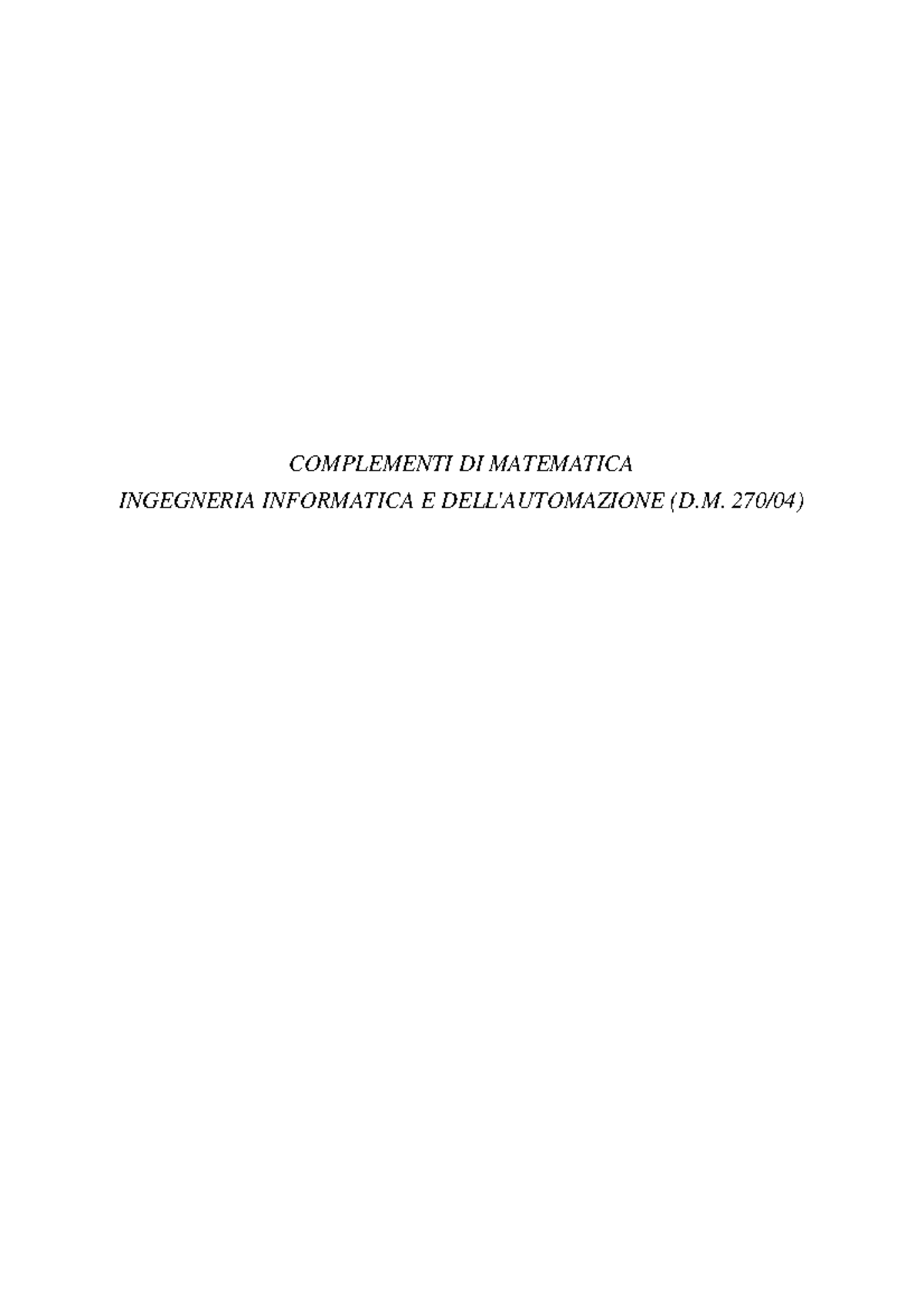 Complementi di Matematica r - COMPLEMENTI DI MATEMATICA INGEGNERIA ...