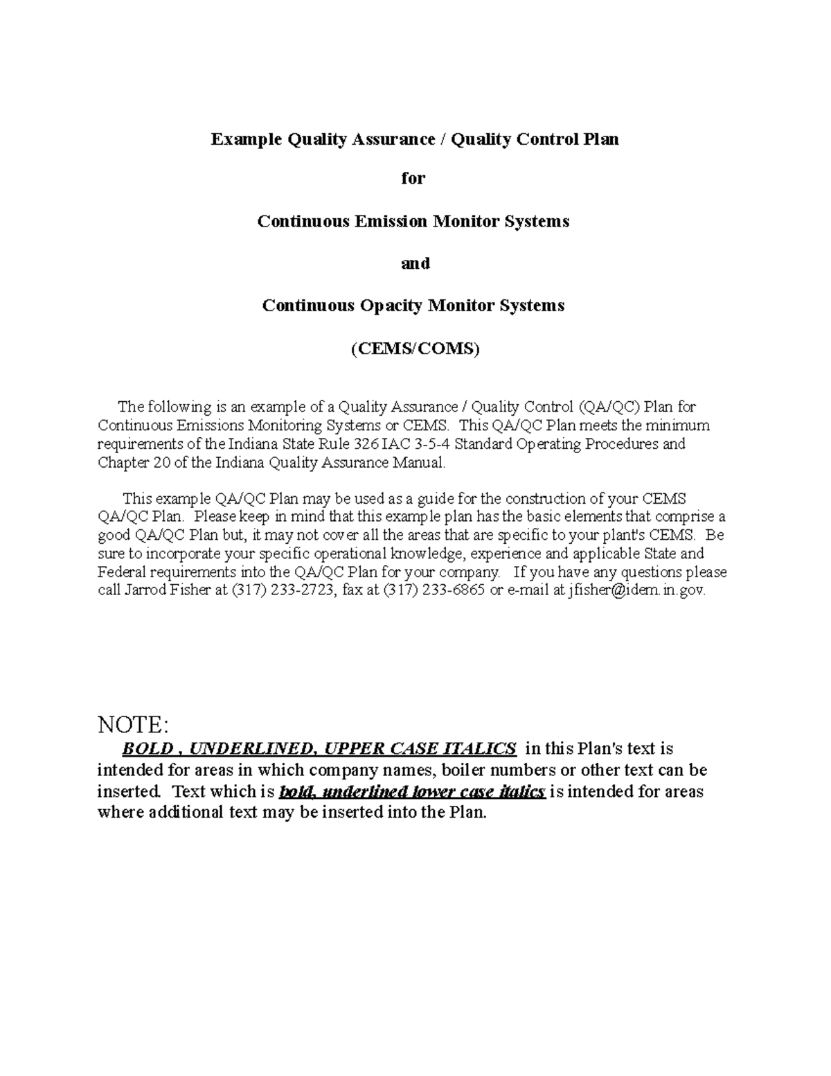 Air compliance qa-qc plan - Example Quality Assurance / Quality Control ...