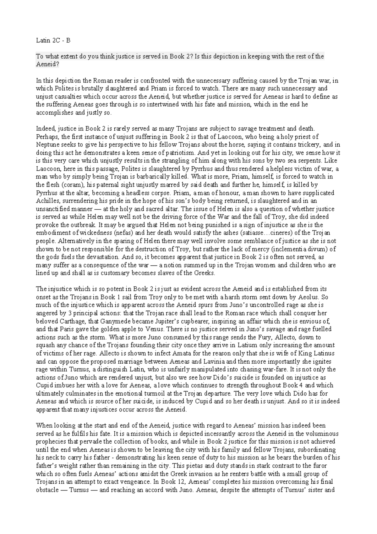 Justice - Theme writing - Latin 2C - B To what extent do you think ...