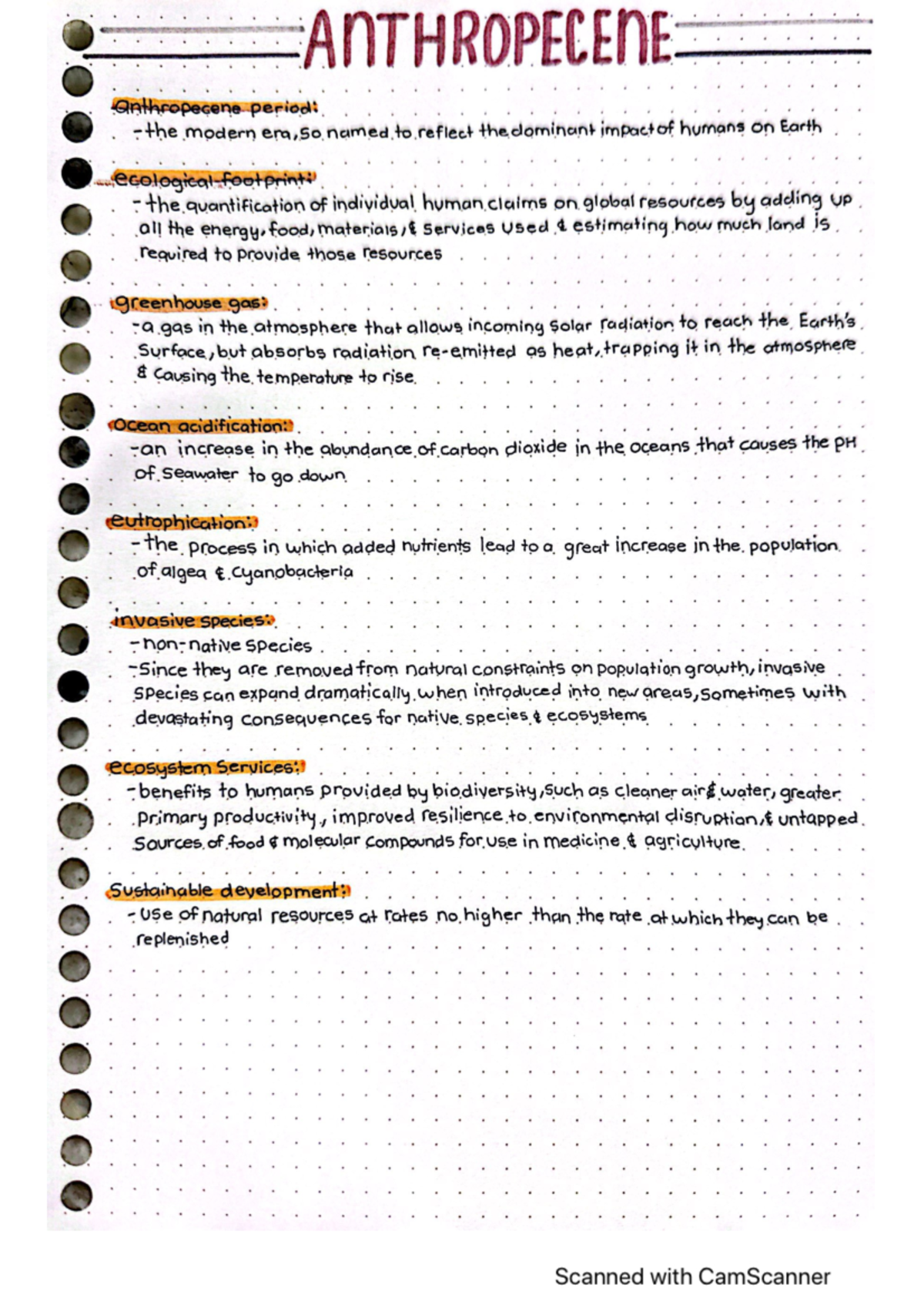 Bio 1204 Anthropocene - Notes over module 11 - BIO 1204 - Studocu