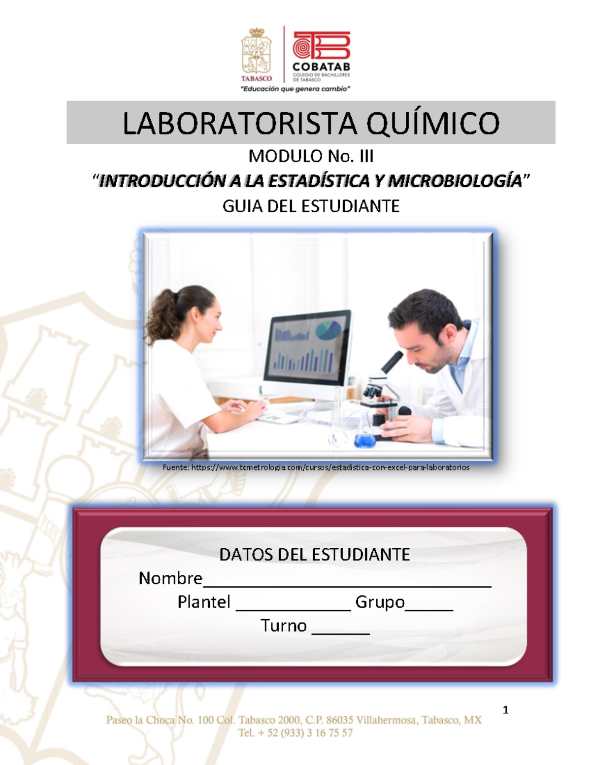 Laboratorista- Quimico-III - LABORATORISTA QUÍMICO MODULO No. III ...