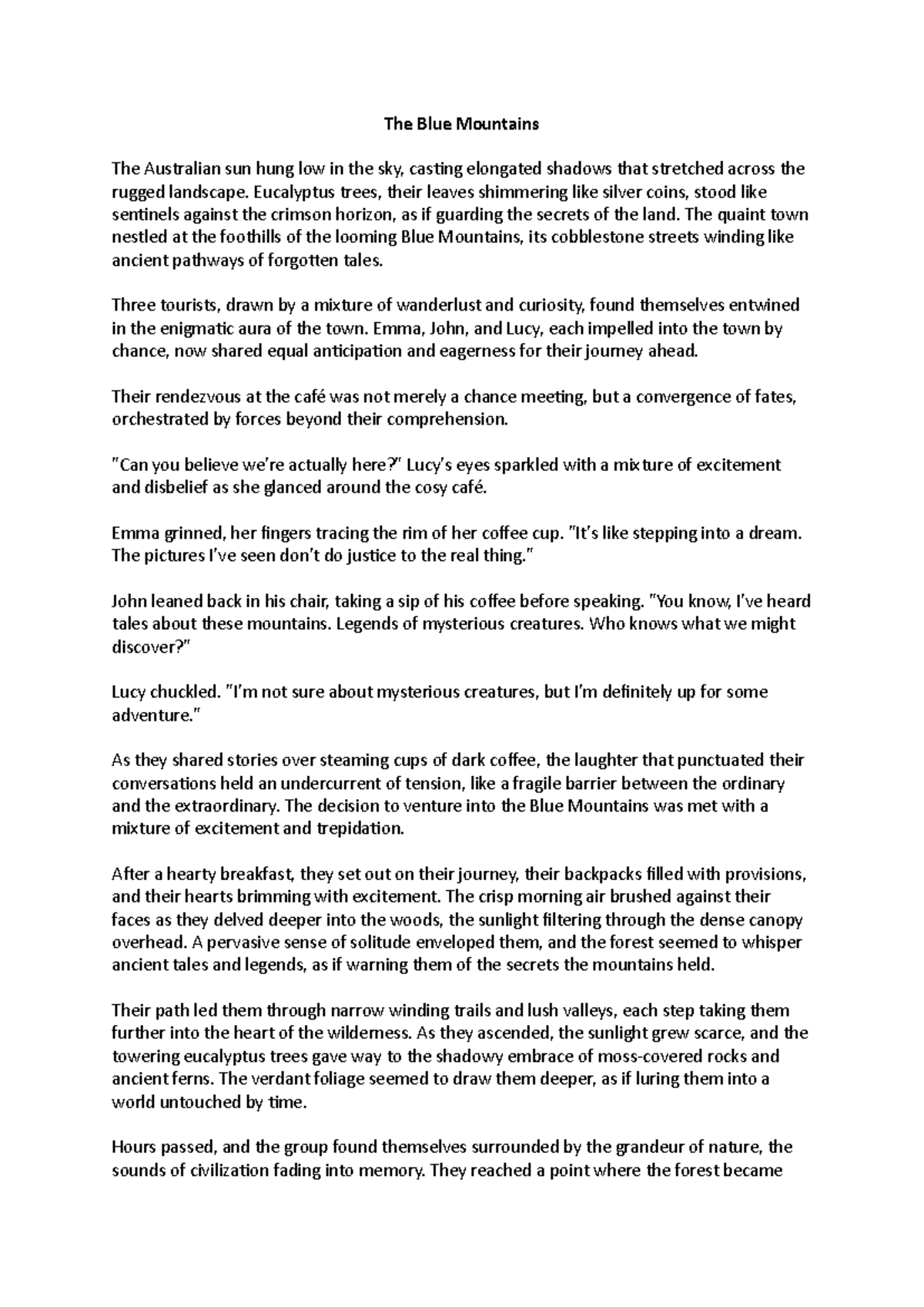 Gothic short story - The Blue Mountains The Austrаliаn sun hung low in ...