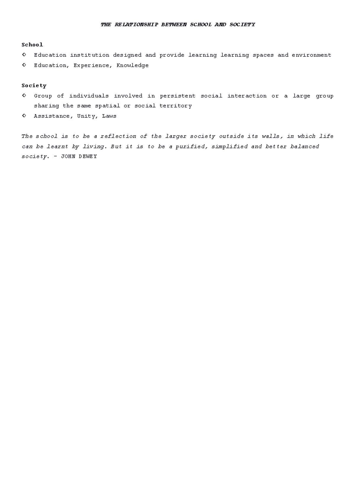 Notes The Teacher and the Community School Culture and Organizational ...