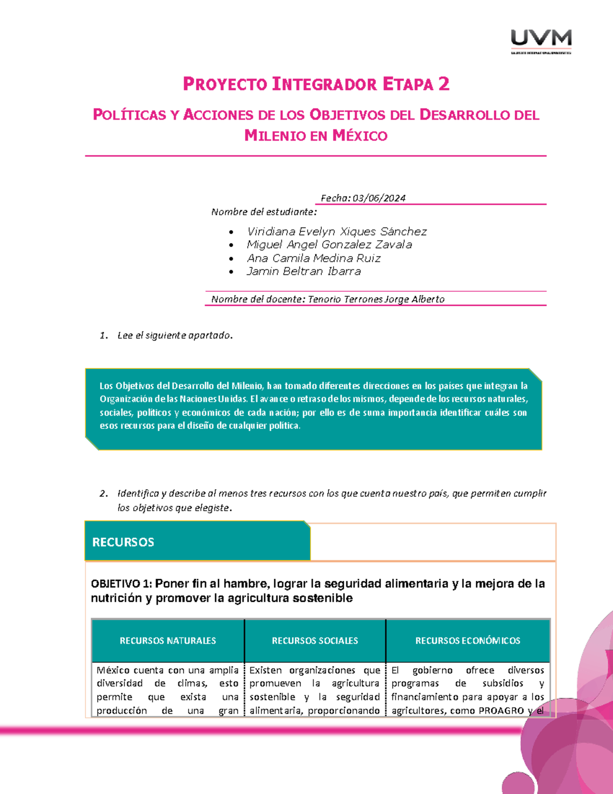 A9JAVM - proyecto integrador etapa 2 - PROYECTO INTEGRADOR ETAPA 2 POLÍTICAS Y ACCIONES DE LOS ...