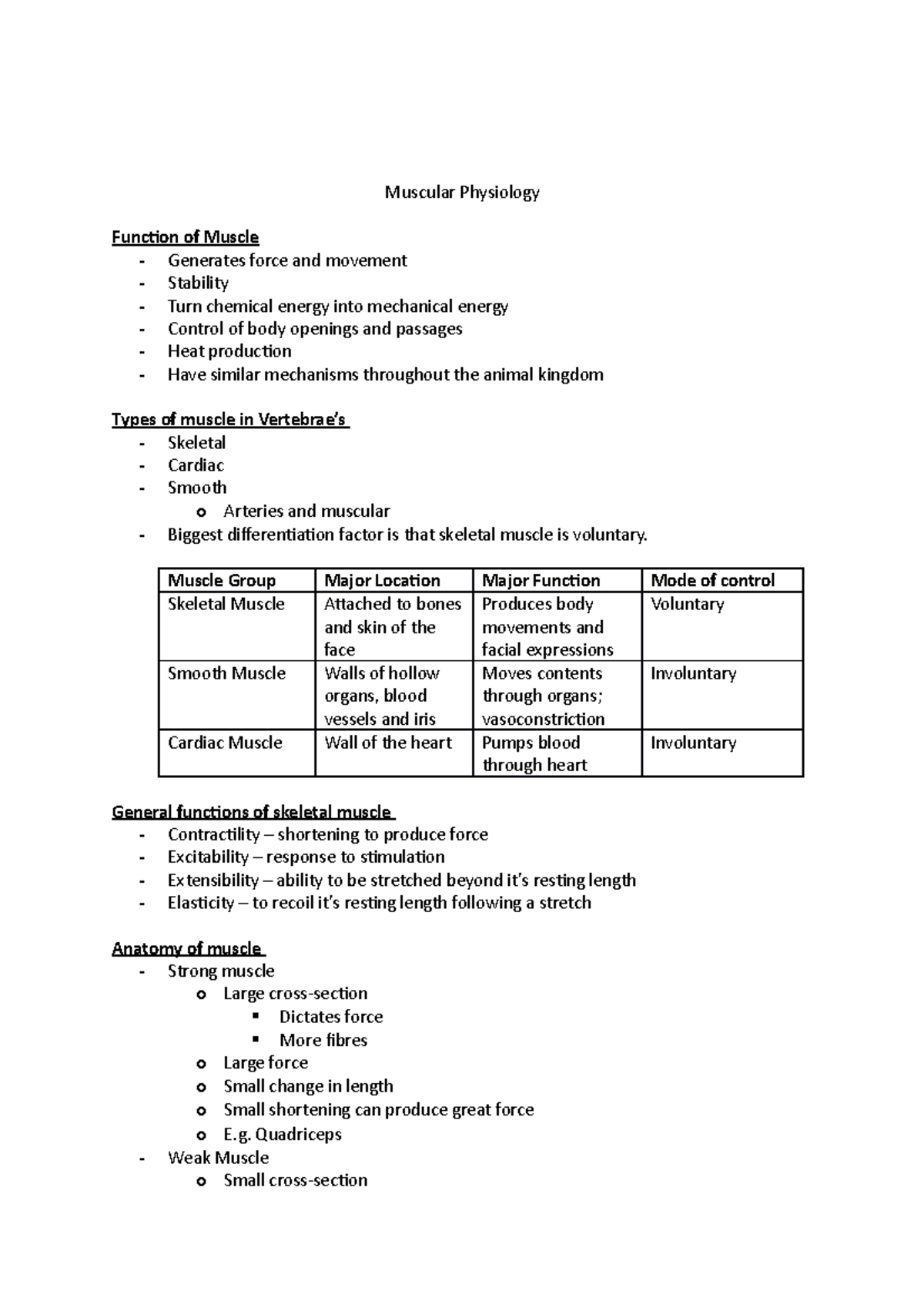Muscular Physiology - Physiology - Muscular Physiology Function of ...