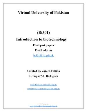 Introduction OF Biotechnology- summary of DNA classification - BT511T ...
