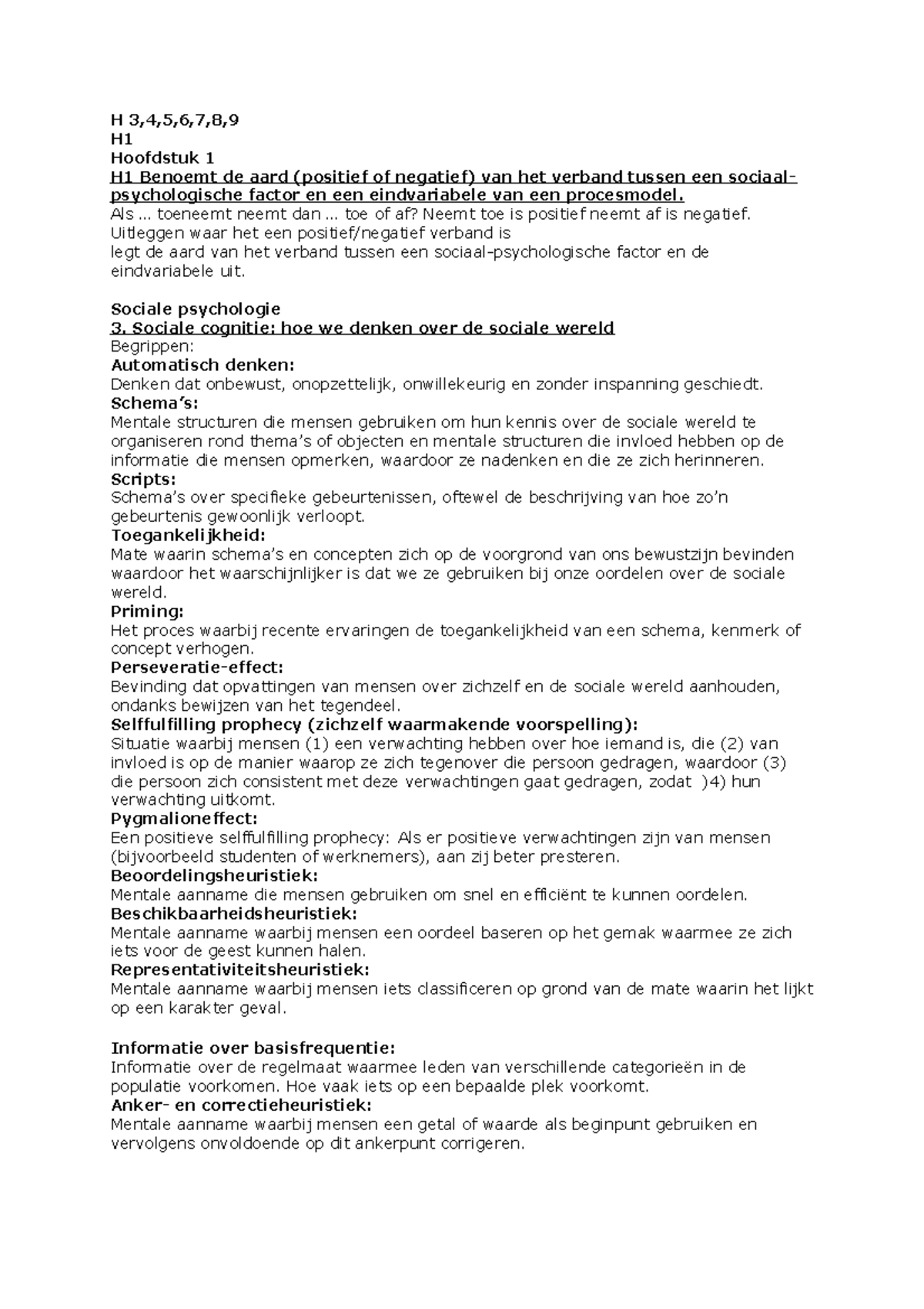 Wederzijdse beinvloeding - H 3,4,5,6,7,8,9 H1 Hoofdstuk 1 H1 Benoemt de ...