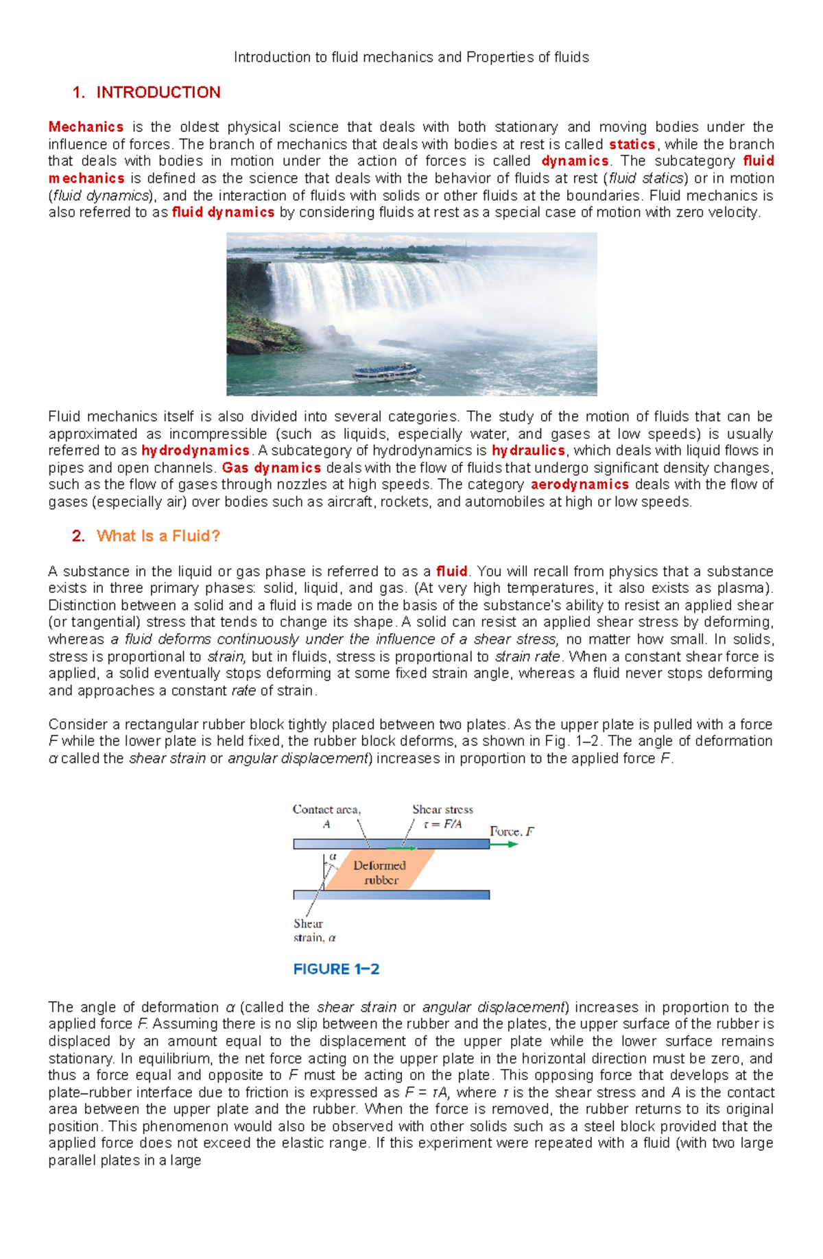 Introduction to fluid mechanics and Properties of fluids - INTRODUCTION Mechanics is the oldest ...