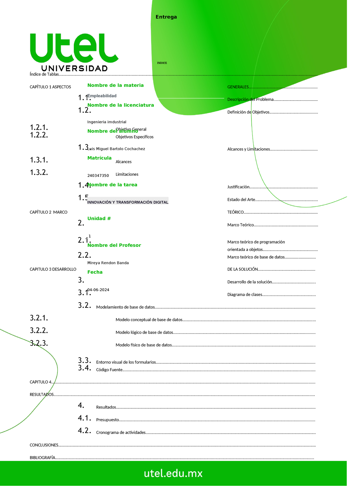Semana 6 - 1. CLAVE PARA FORMULAR UN PLAN INTEGRAL DE DESARROLLO PROFESIONAL - INDICE Índice de ...