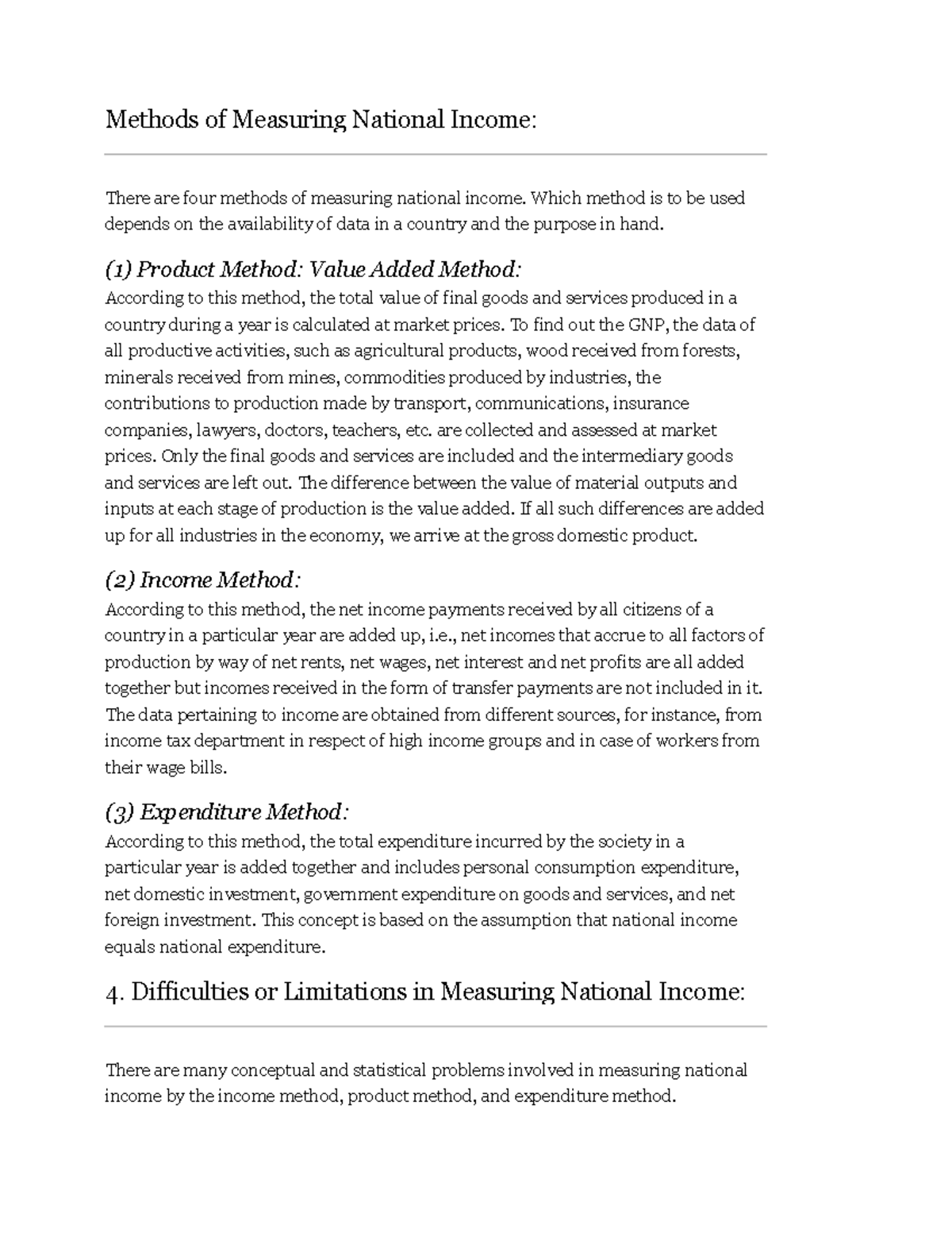 Methods of Measuring National Income: - Which method is to be used ...