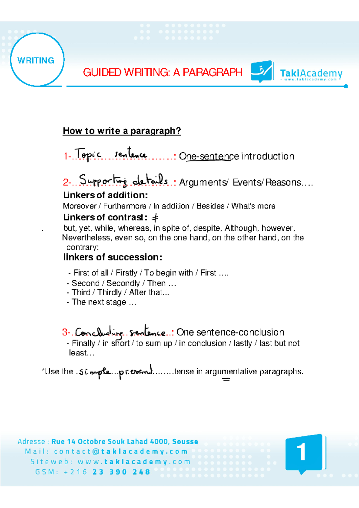 Bac-writing-2 - it is a summary - V 1 GUIDED WRITING: A PARAGRAPH 1 ...